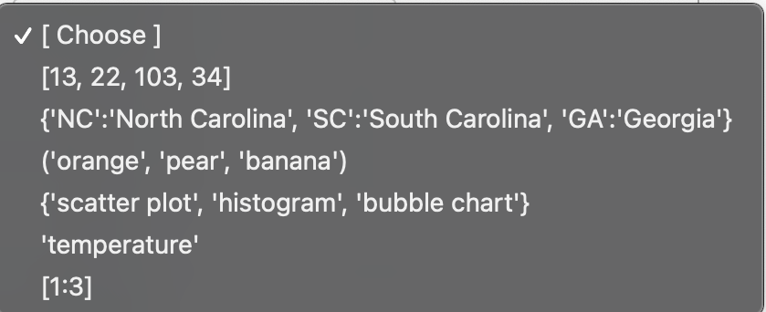 Solved here are the options below to choose from for each | Chegg.com