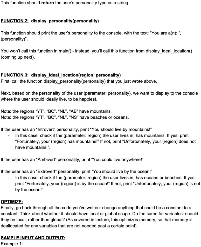 PLEASE COMPLETE IN PYTHON 3 FUNCTION 1: | Chegg.com