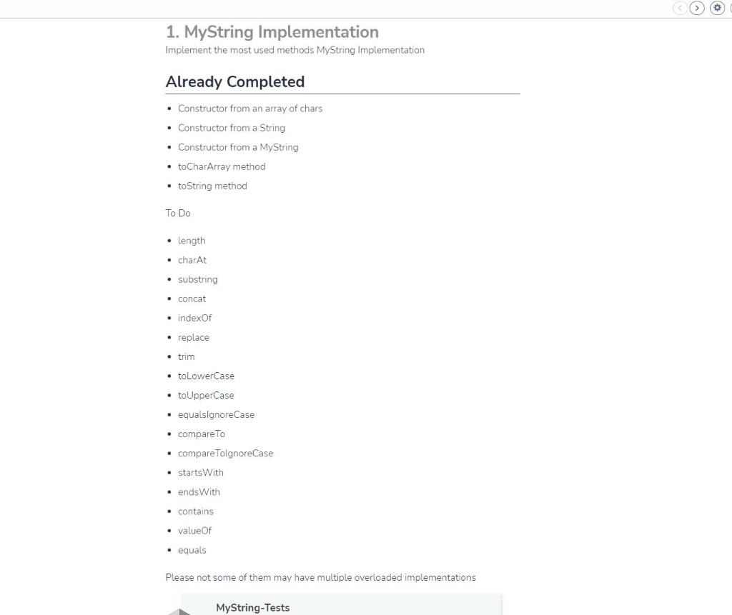 Solved 1. MyString Implementation Implement the most used | Chegg.com