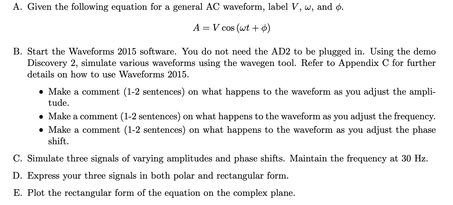 Solved A. Given the following equation for a general AC | Chegg.com