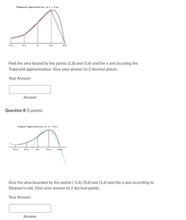 Solved 7) Find the area bound by the points (1,0) and (5,6) | Chegg.com