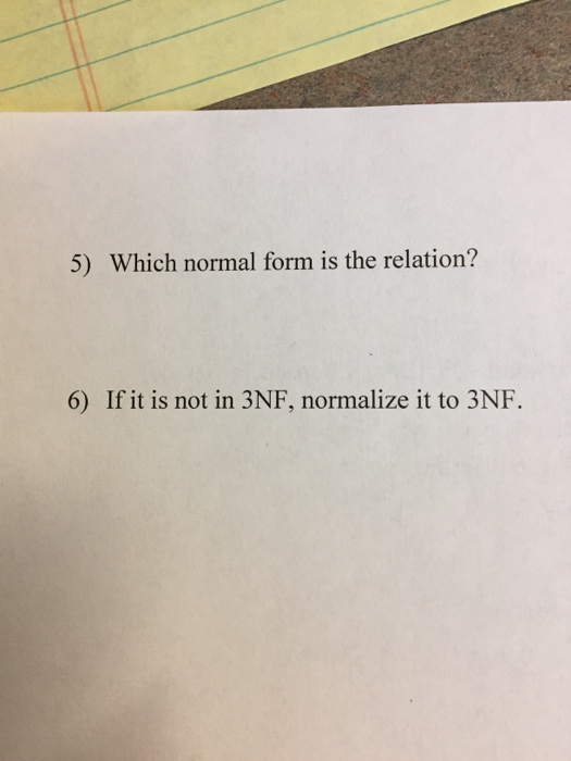 Solved Normalization Exercise 4 Consider the following | Chegg.com