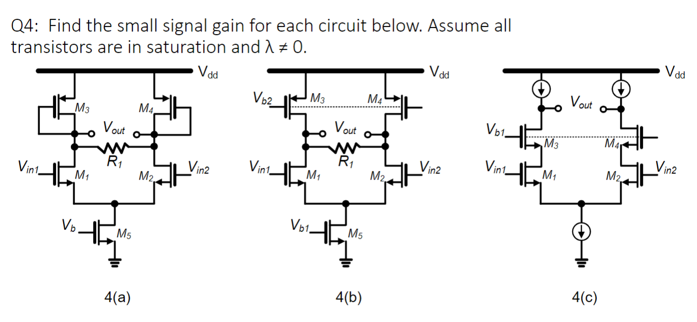 Solved Q4: Find the small signal gain for each circuit | Chegg.com