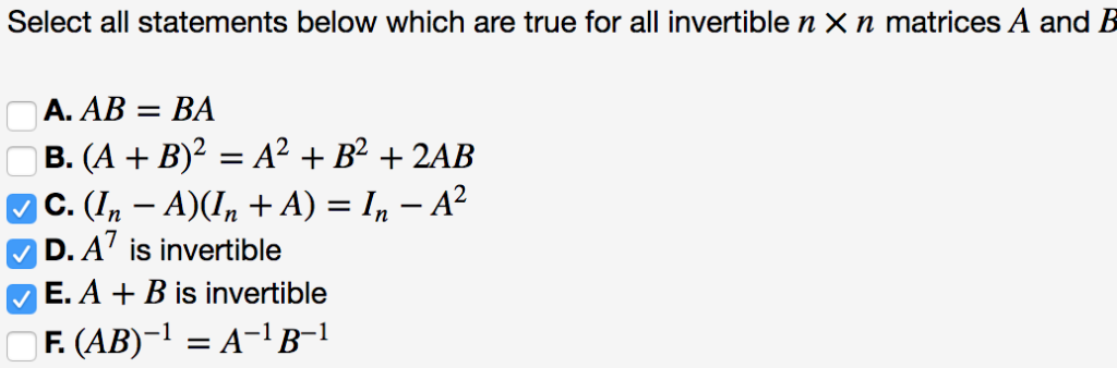 Solved Select All Statements Below Which Are True For All