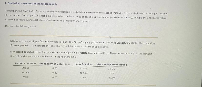 Solved Calculate expected returns for the individual stocks | Chegg.com