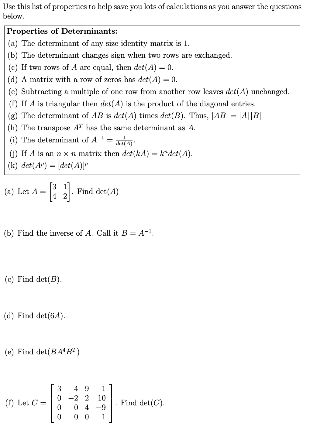 Solved Use this list of properties to help save you lots of | Chegg.com