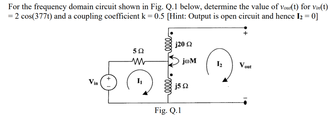 Solved For the frequency domain circuit shown in Fig. Q.1 | Chegg.com