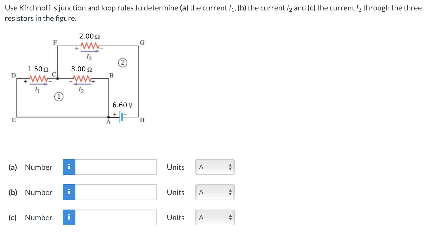 Solved Use Kirchhoff 's junction and loop rules to determine | Chegg.com