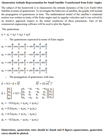 Quaternion Attitude Representation for Small | Chegg.com