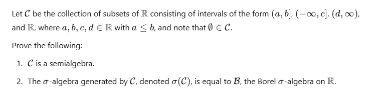 Solved Let C be ﻿the collection of ﻿subsets of R ﻿consisting | Chegg.com