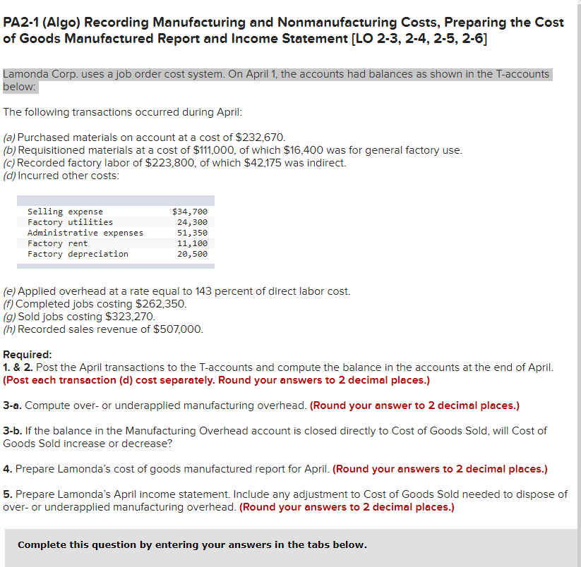 Solved Compute over- or underapplied manufacturing overhead. | Chegg.com