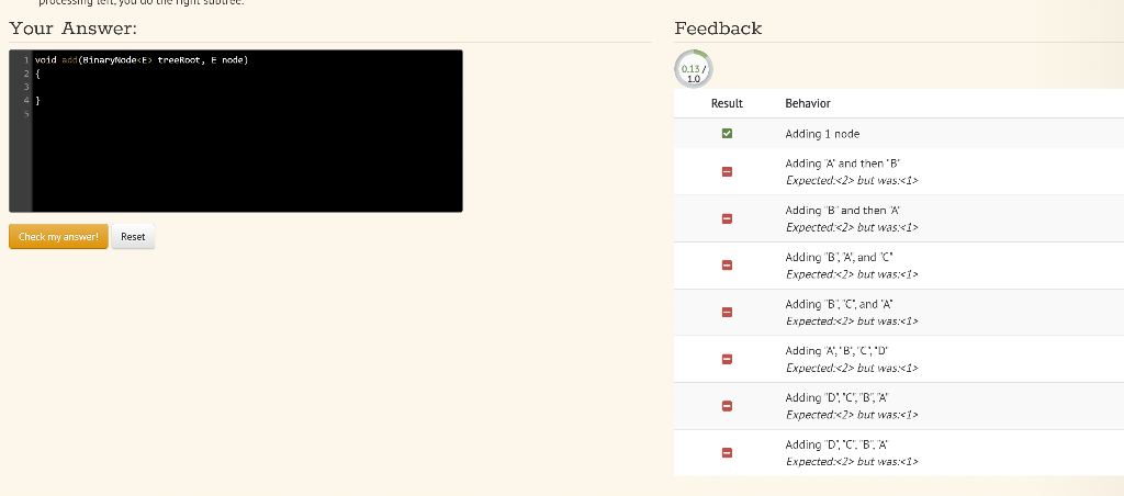 Solved X1225: Complete addo for Binary Search Tree adding a | Chegg.com