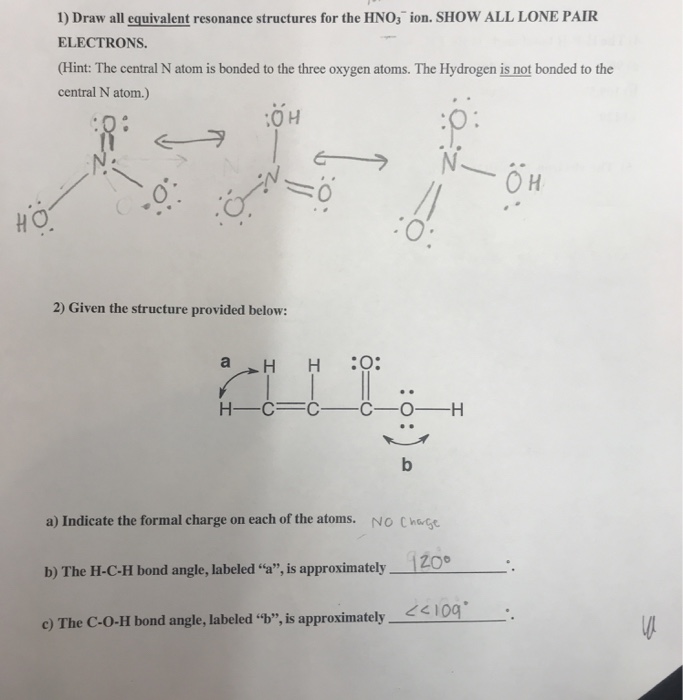 Solved 1) Draw all equivalent resonance structures for the | Chegg.com