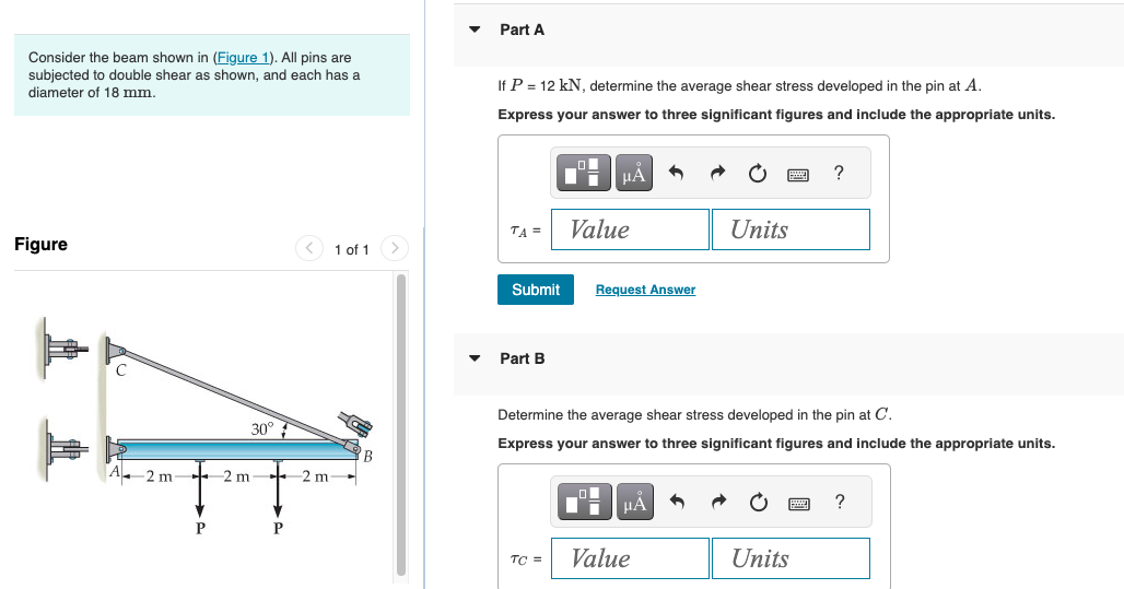 Solved Consider the beam shown in subjected to double shear | Chegg.com