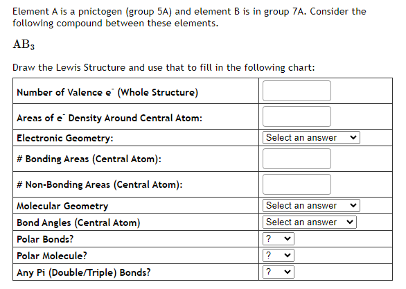 Solved Element A ﻿is a pnictogen (group 5A) ﻿and element B | Chegg.com