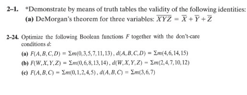 Solved 2-1. *Demonstrate by means of truth tables the | Chegg.com