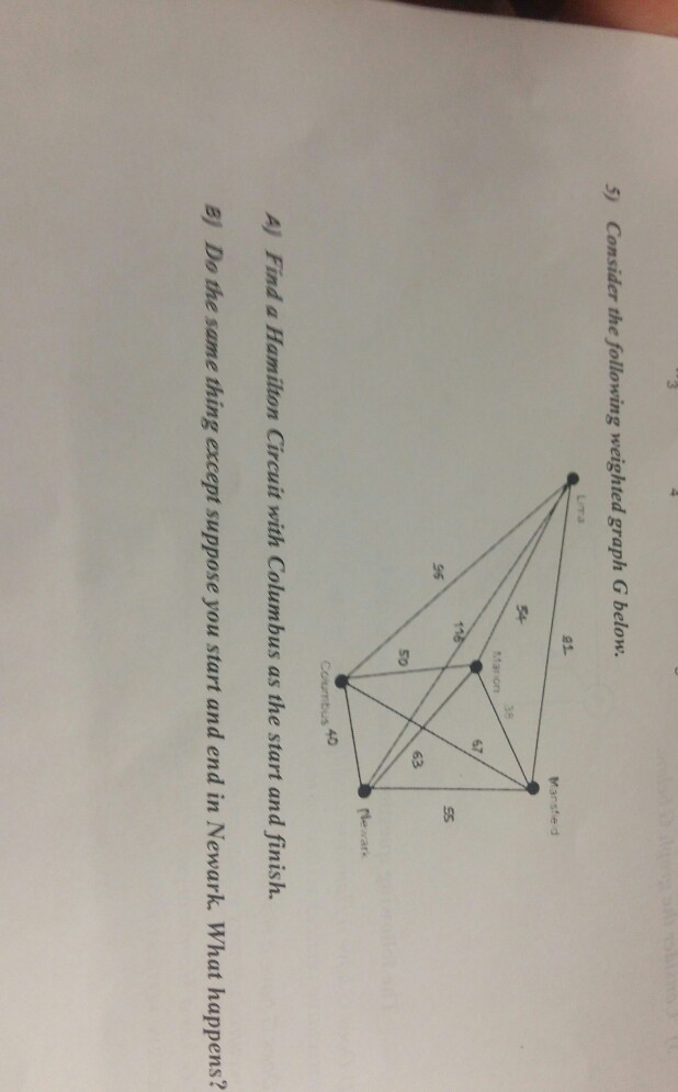 Solved 3 5) Consider the following weighted graph G below. | Chegg.com