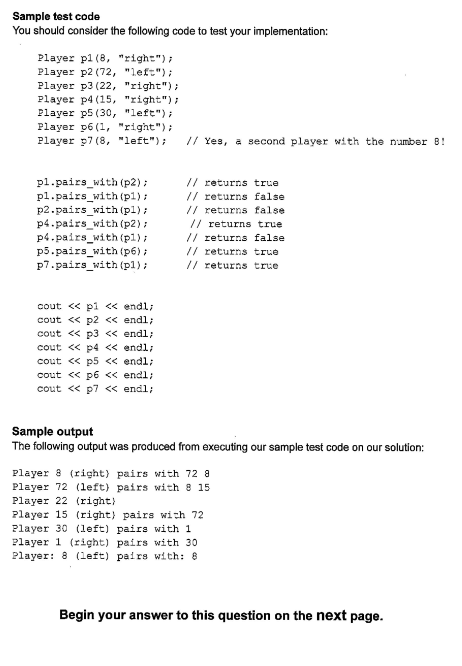 Solved 1. [34 pts] You will define a single class, Player, | Chegg.com