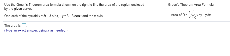 Solved Green's Theorem Area Formula Use the Green's Theorem | Chegg.com