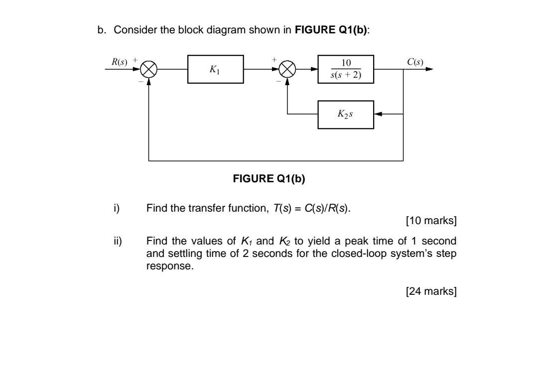 Solved b. Consider the block diagram shown in FIGURE Q1(b): | Chegg.com