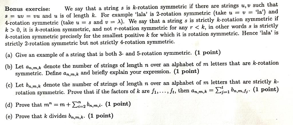 Bonus exercise: We say that a string s is k-rotation | Chegg.com