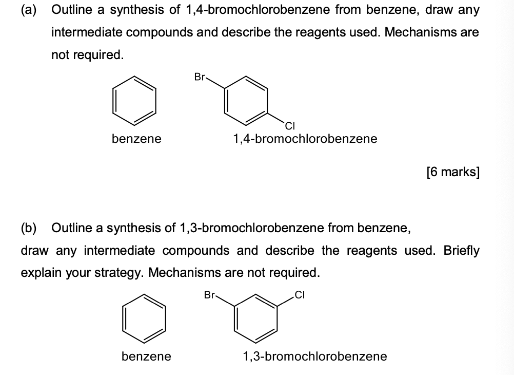 Solved (a) Outline a synthesis of 1,4-bromochlorobenzene | Chegg.com
