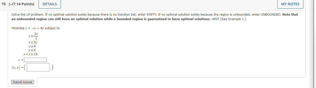 Solved Solve the LP problem. If no optimal solution exists | Chegg.com
