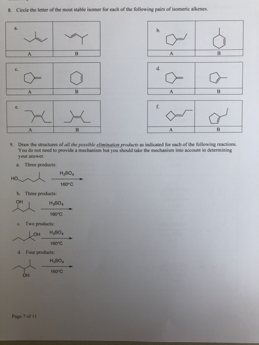 Solved 8. Circle the letter of the most stable isomer for | Chegg.com