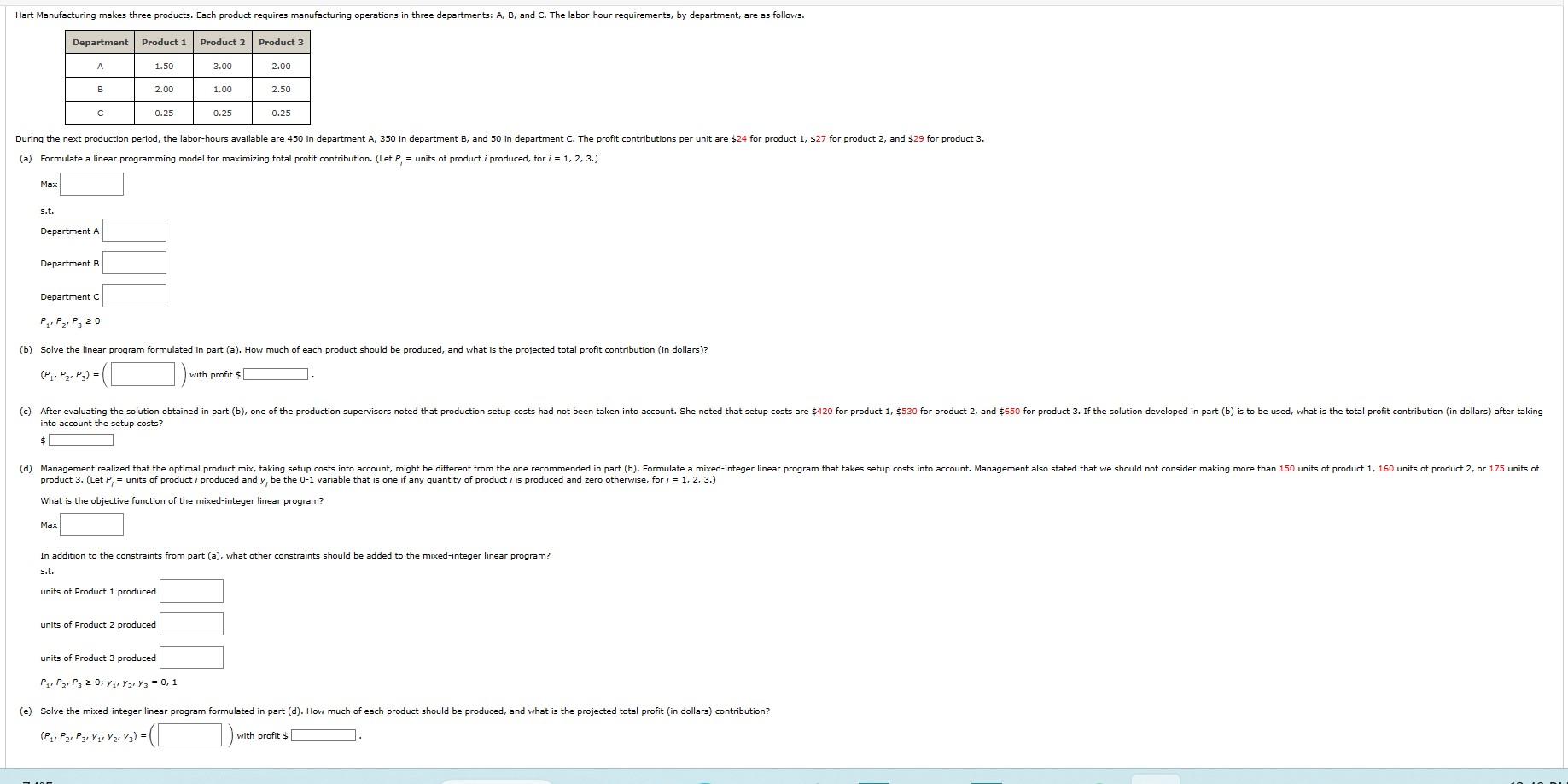 Solved A Formulate A Linear Programming Model For