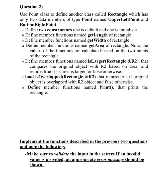 Solved Question 1) Consider a class Point that models a 2-D | Chegg.com