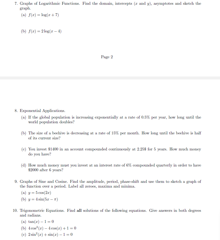 Solved Graphs of Logarithmic Functions. Find the domain, | Chegg.com