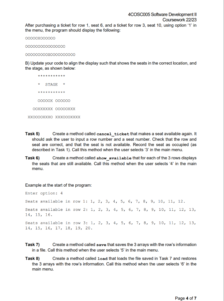 Solved 4COSC005 Software Development II Coursework 22/23 | Chegg.com
