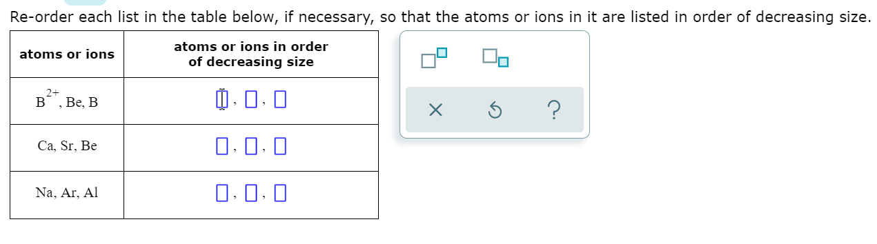 Solved Re-order each list in the table below, if necessary, | Chegg.com