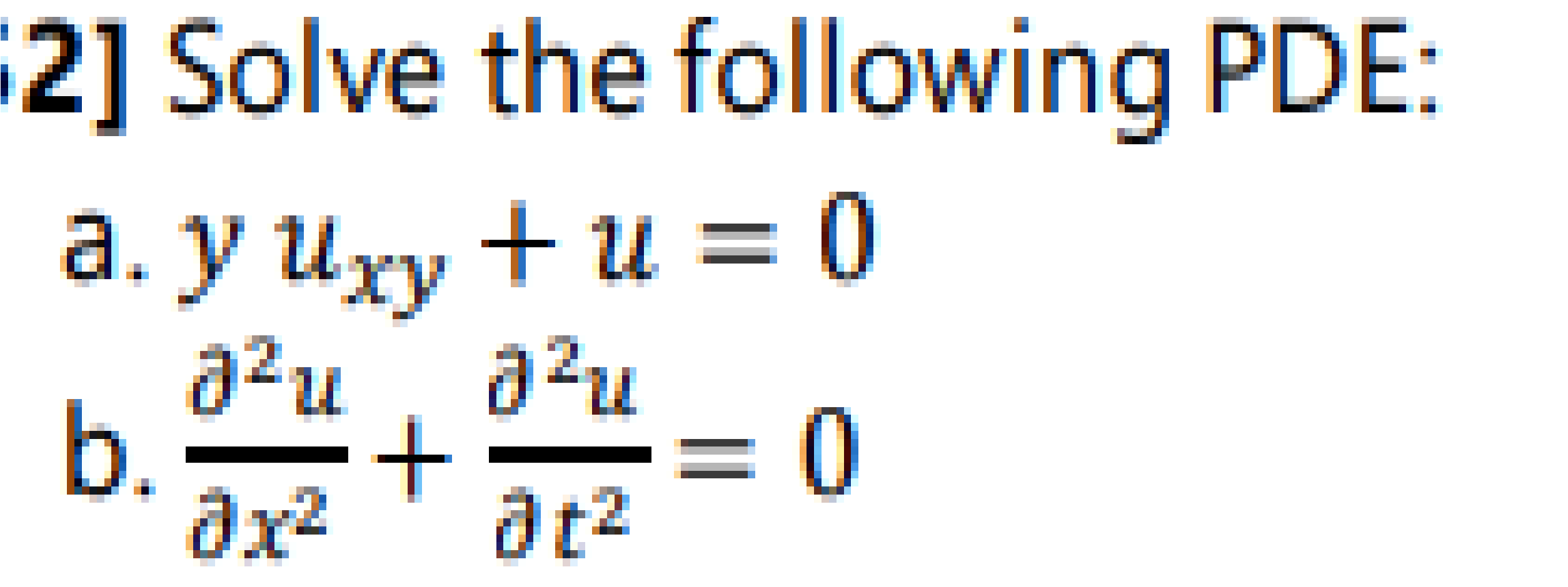 Solved Solve the following PDE: 10pts each a. 𝑦 𝑢𝑥𝑦 + 𝑢 | Chegg.com