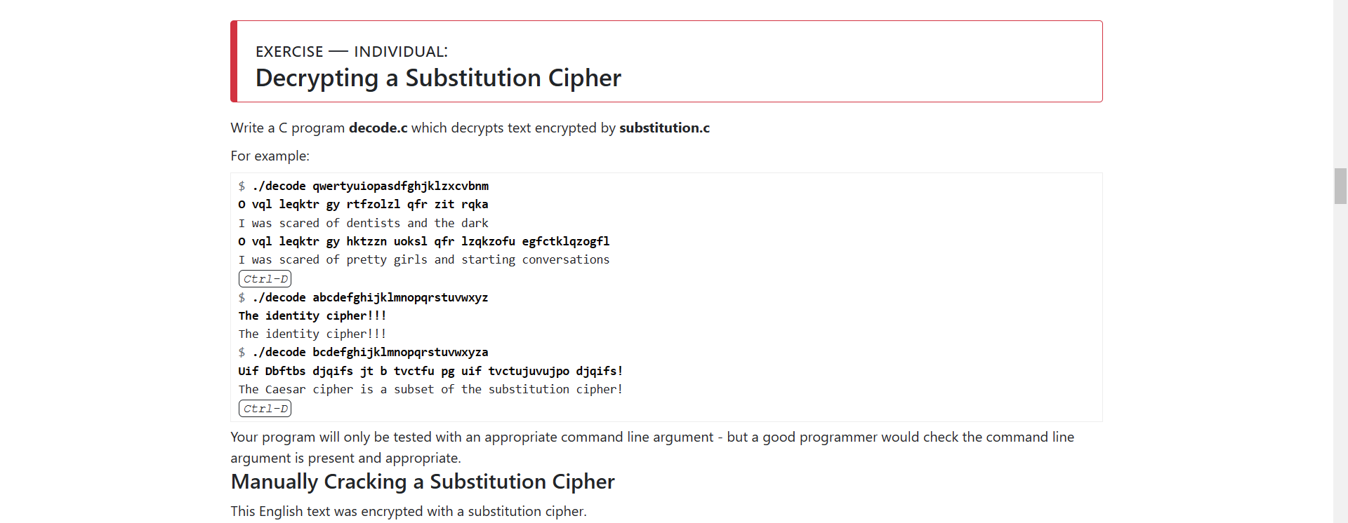 Solved EXERCISE — INDIVIDUAL: Decrypting a Substitution | Chegg.com