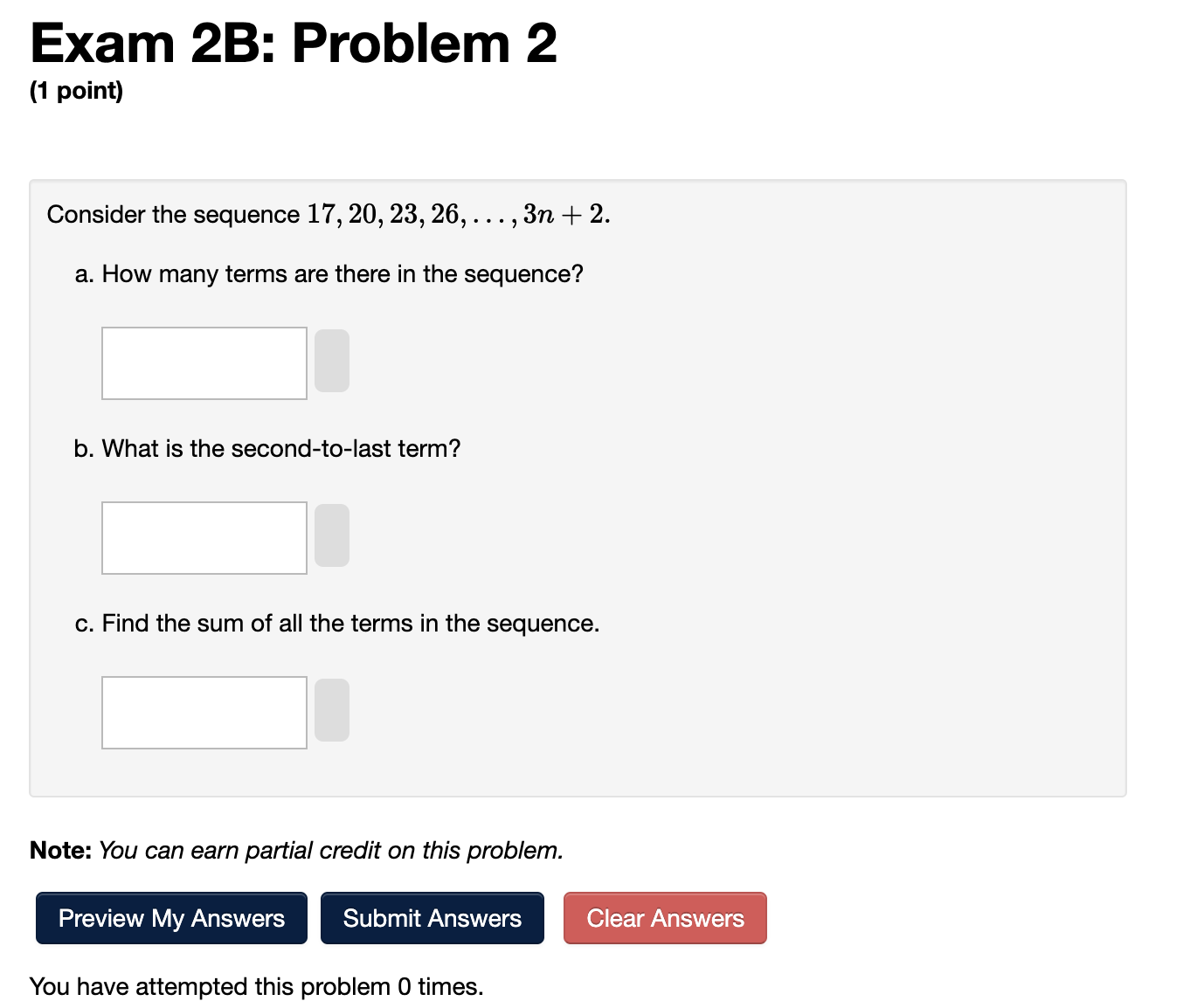 Solved Consider the sequence 17,20,23,25,...,3n+2Consider | Chegg.com