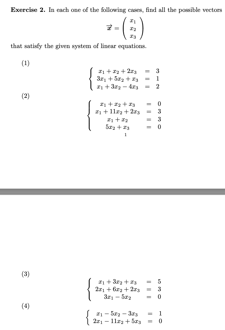 Solved Exercise 2. ﻿In each one of the following cases, find | Chegg.com