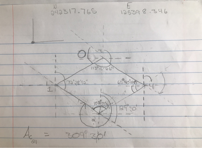 Solved Find the Azimuth on each line of the polygon | Chegg.com