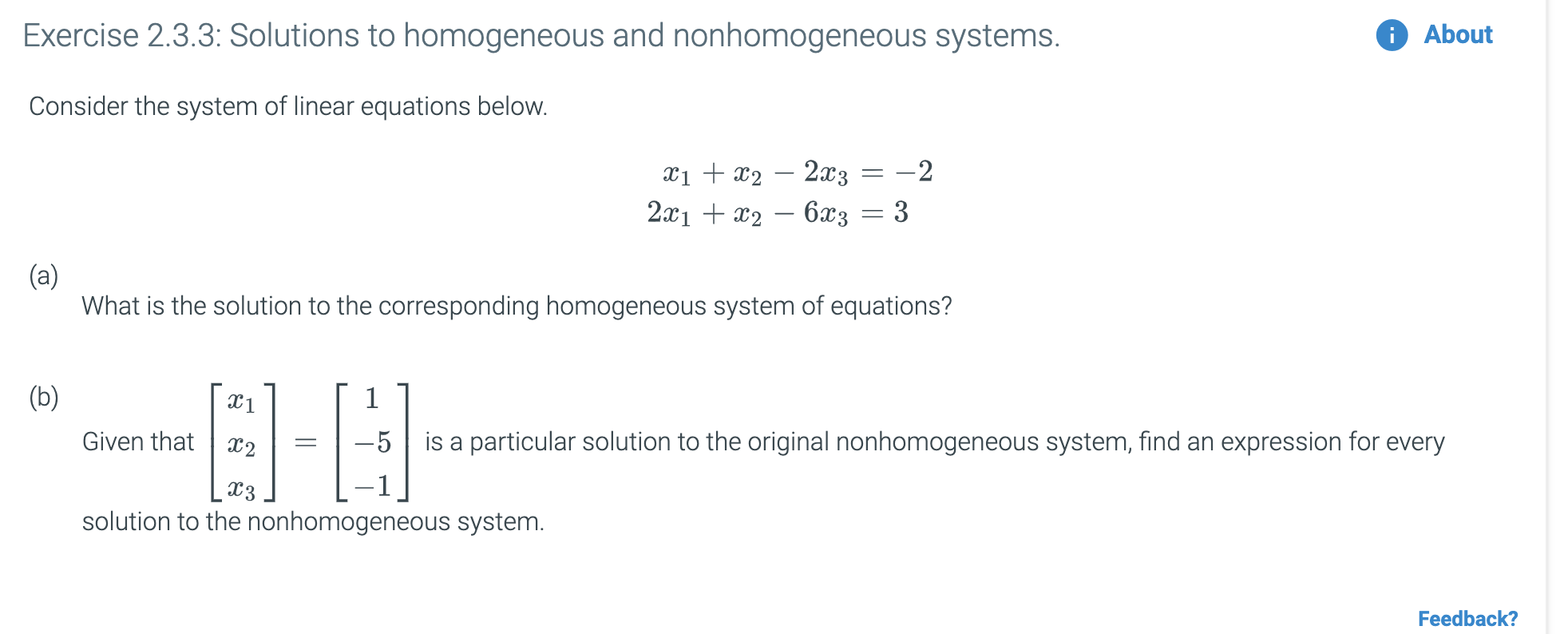 Solved Exercise 2.3.3: Solutions to homogeneous and | Chegg.com