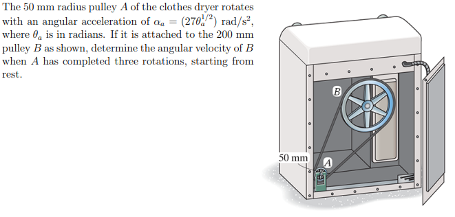 Solved The 50 mm radius pulley A of the clothes dryer | Chegg.com