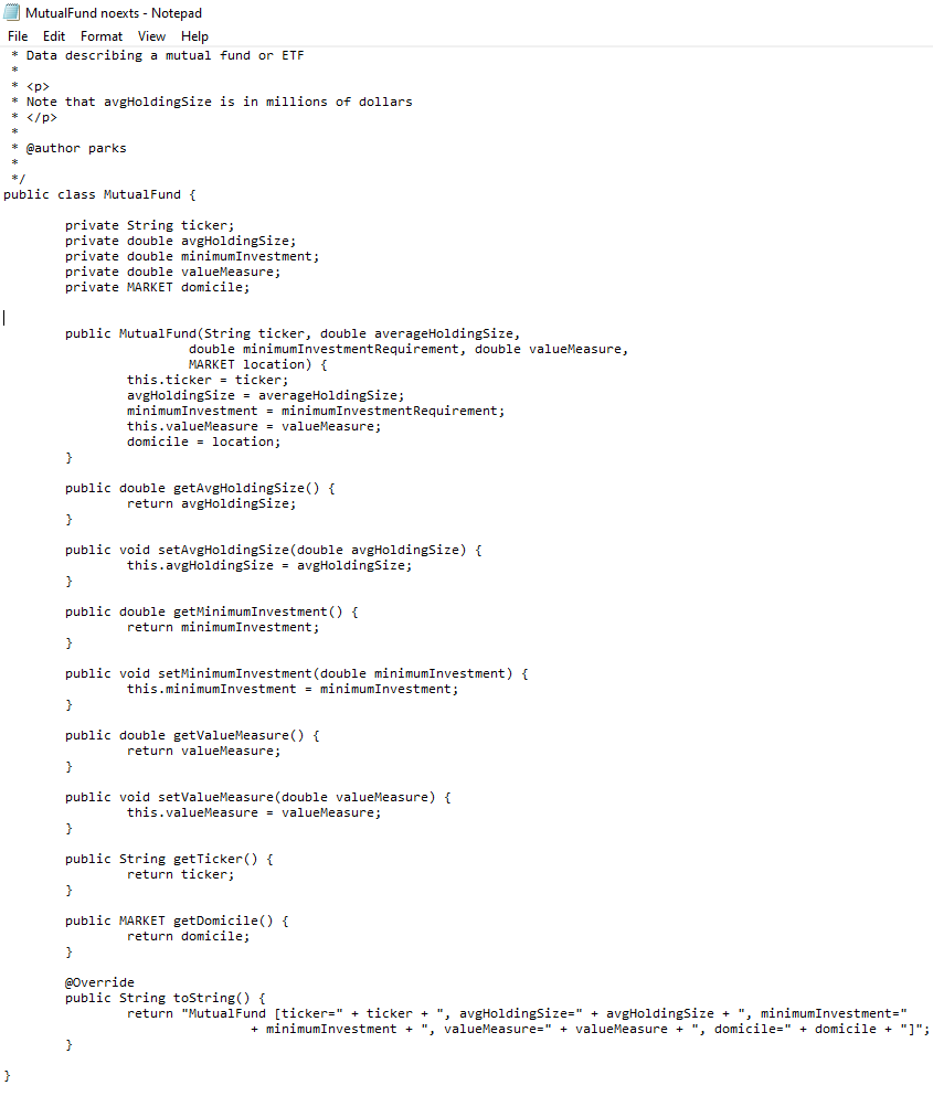 CSC-251 Lambda and Anonymous Classes - Mutual Fund | Chegg.com