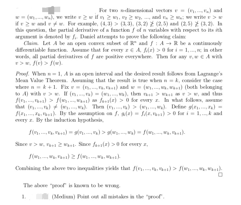 Solved W = For two n-dimensional vectors v (U1, ..., Un) and | Chegg.com