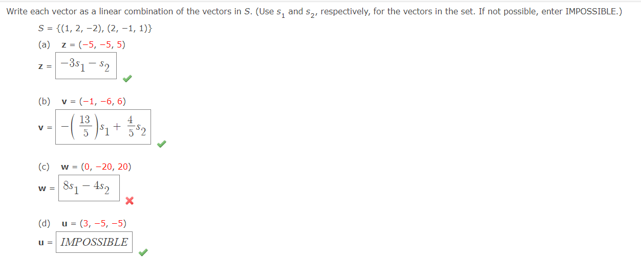 Solved Write each vector as a linear combination of the | Chegg.com