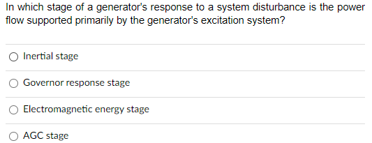Solved In which stage of a generator's response to a system | Chegg.com