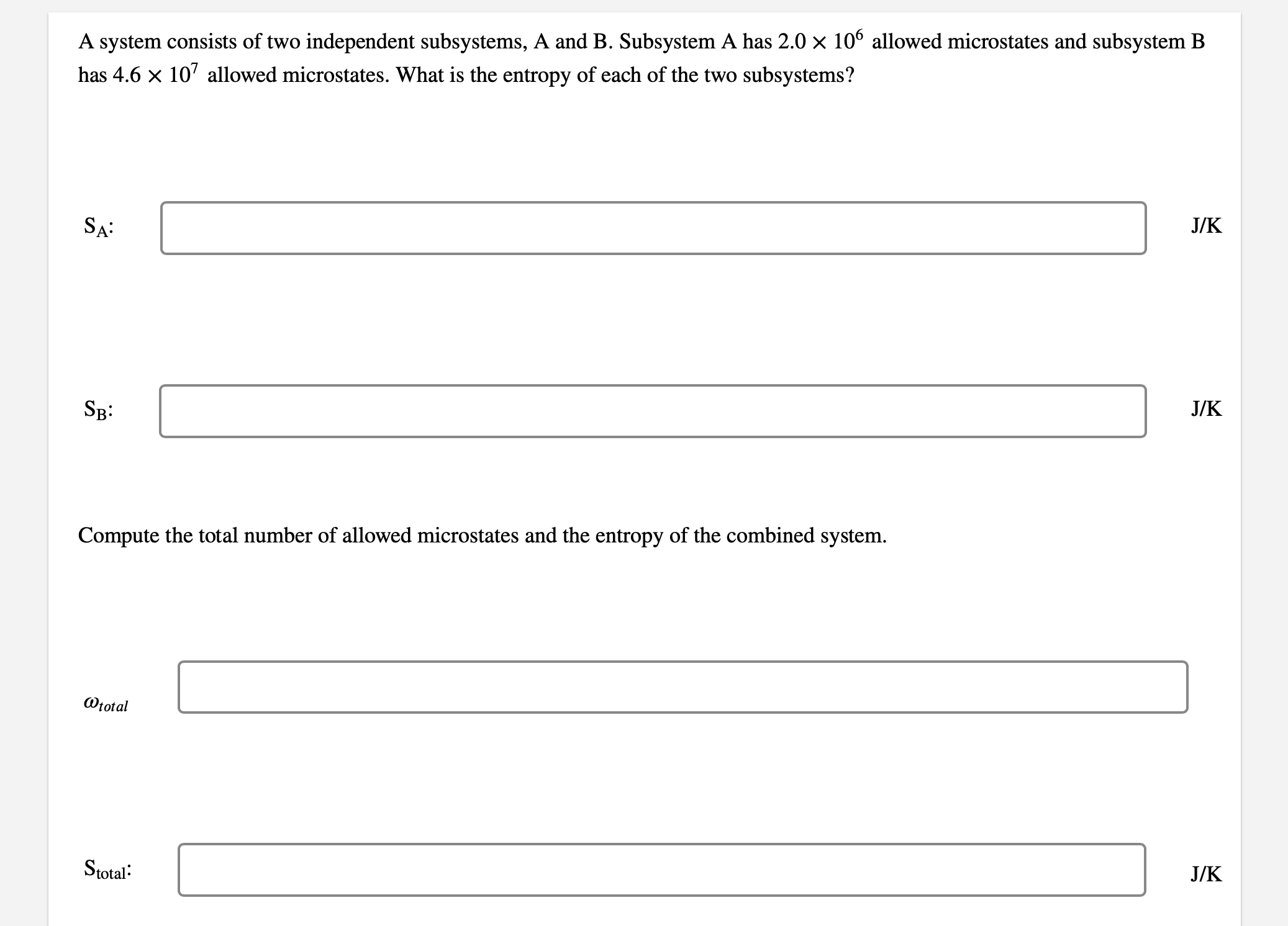 Solved A system consists of ﻿two independent subsystems, A | Chegg.com