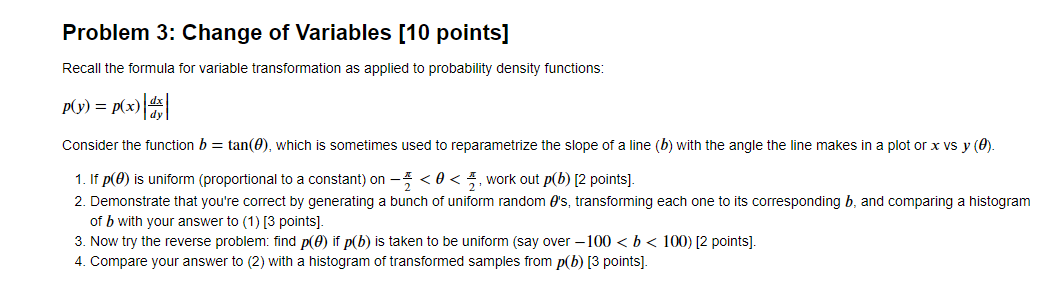 Problem 3: Change of Variables [10 points] Recall the | Chegg.com