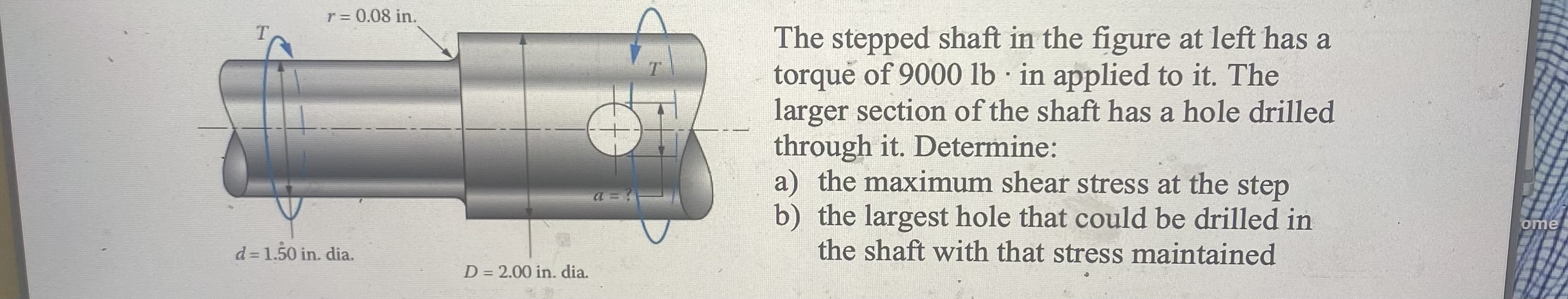 Solved The stepped shaft in the figure at left has a torque | Chegg.com