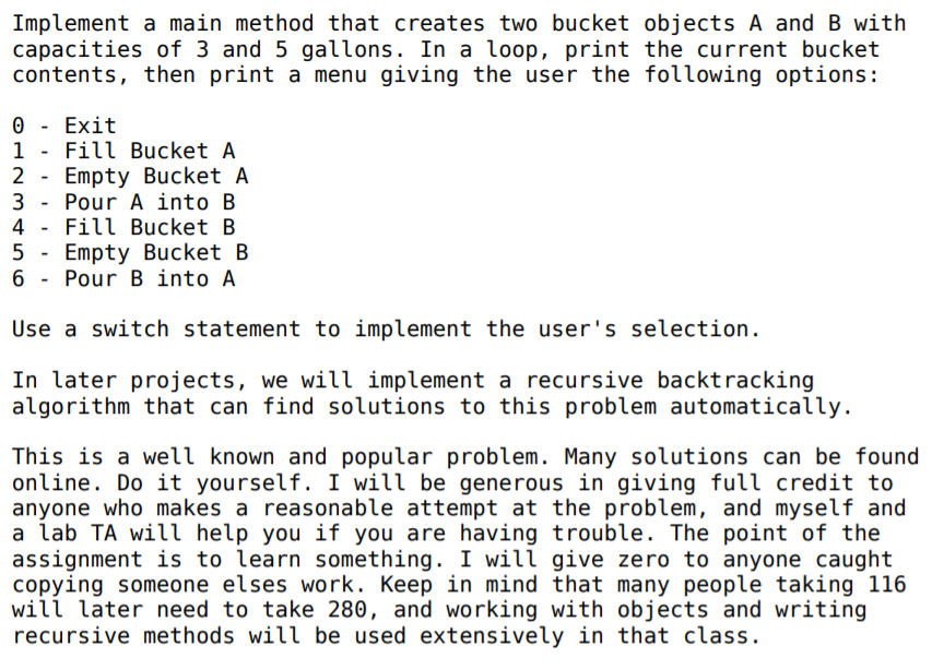 Solved Programming Problem: define a C++ Bucket class with | Chegg.com