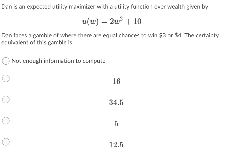 Solved Dan is an expected utility maximizer with a utility | Chegg.com