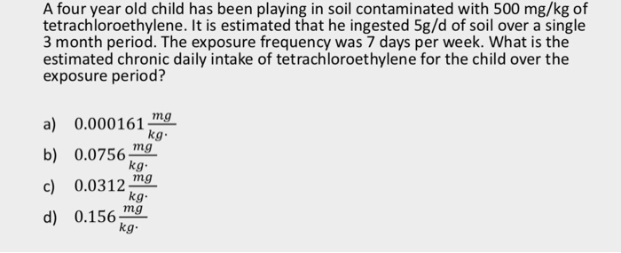 Solved TABLE 3-8 EPA recommended values for estimating | Chegg.com